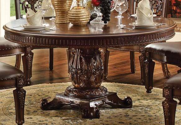 Acme Vendome Single Pedestal Round Dining Table with 60"D Table Top in